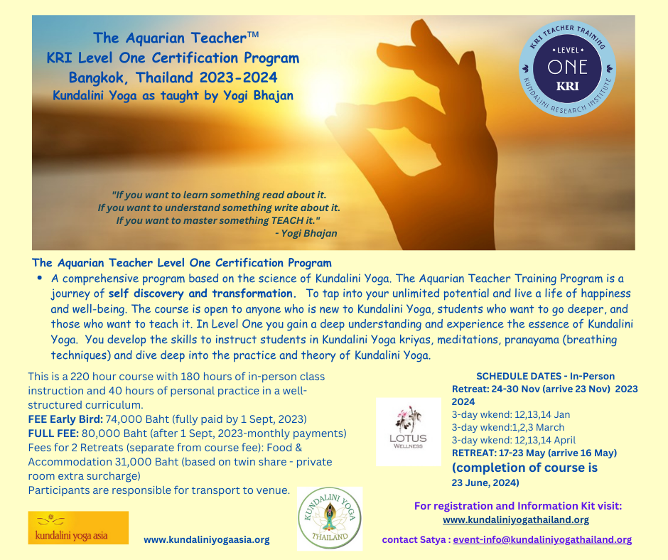 Aquarian Teacher Level One Program Thailand 2023-2024 | Kundalini Yoga Asia